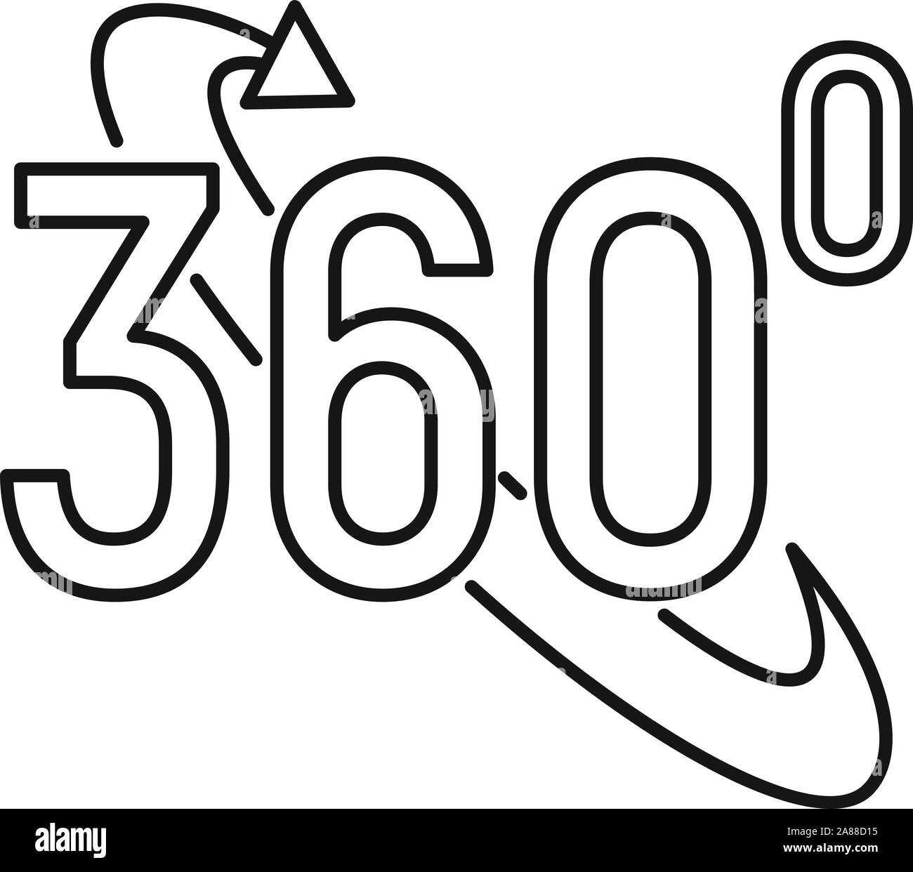 Virtual 360 degrees icon. Outline virtual 360 degrees vector icon for ...