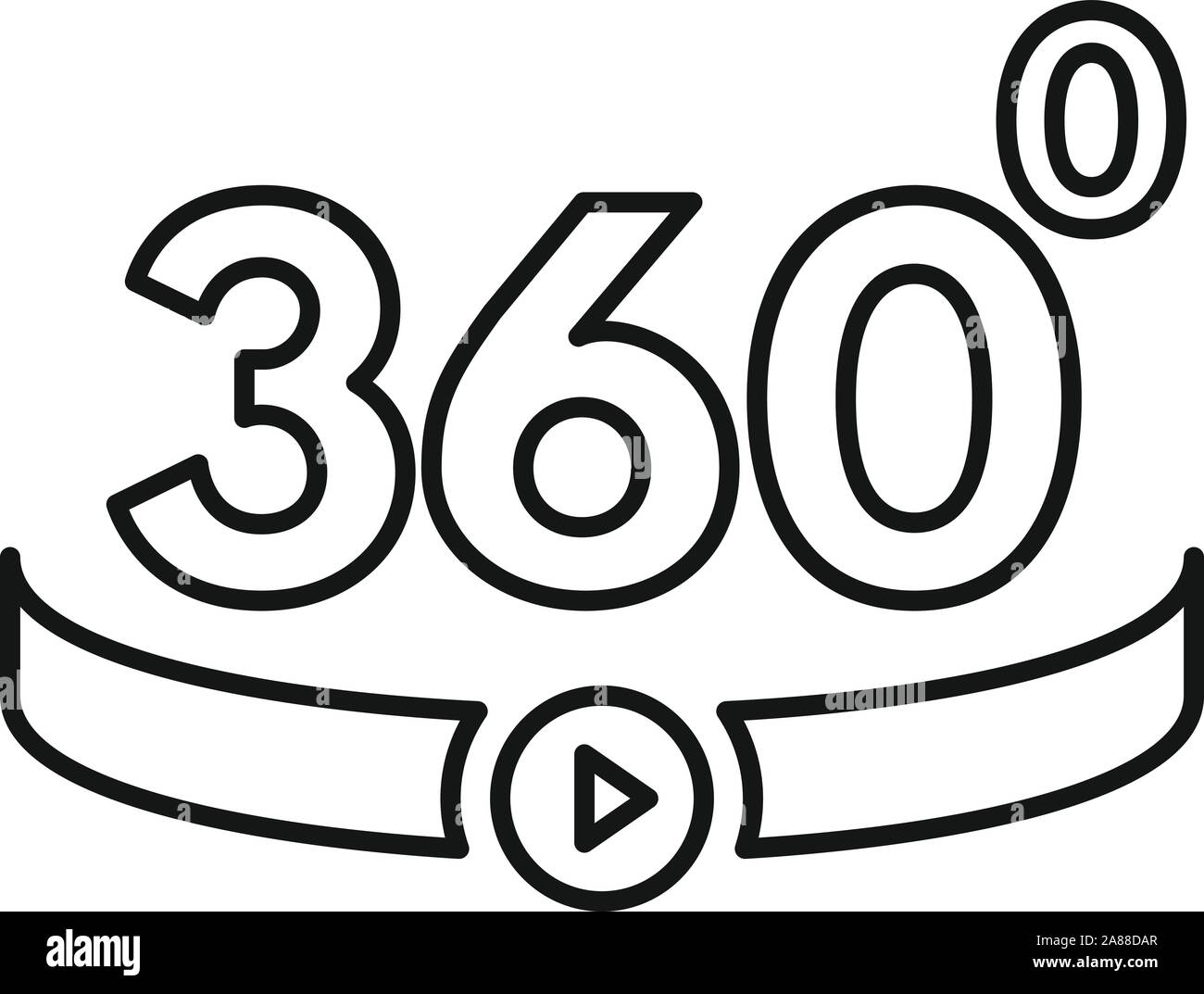 Multimedia 360 degrees icon. Outline multimedia 360 degrees vector icon ...