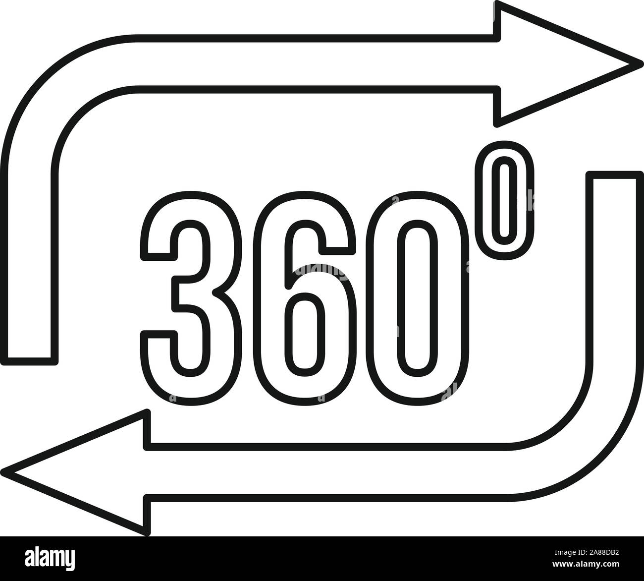 360 degrees simulation icon. Outline 360 degrees simulation vector icon ...