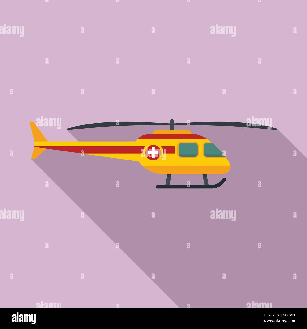 Rescue helicopter icon. Flat illustration of rescue helicopter vector ...