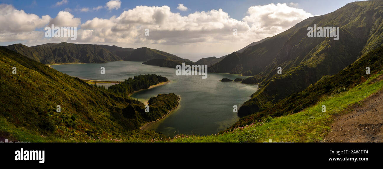 Lagoa do Fogo, beautiful lake on Azores (Portugal islands) archipelague ...