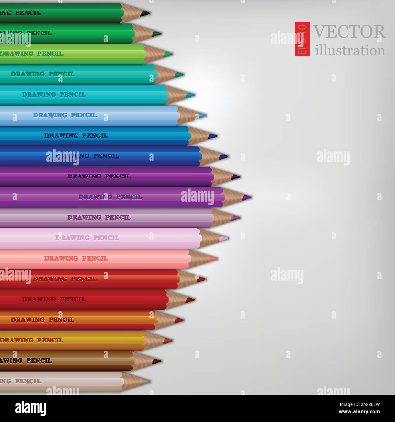 Arrow shape of rainbow colored pencils on white background Stock Vector ...