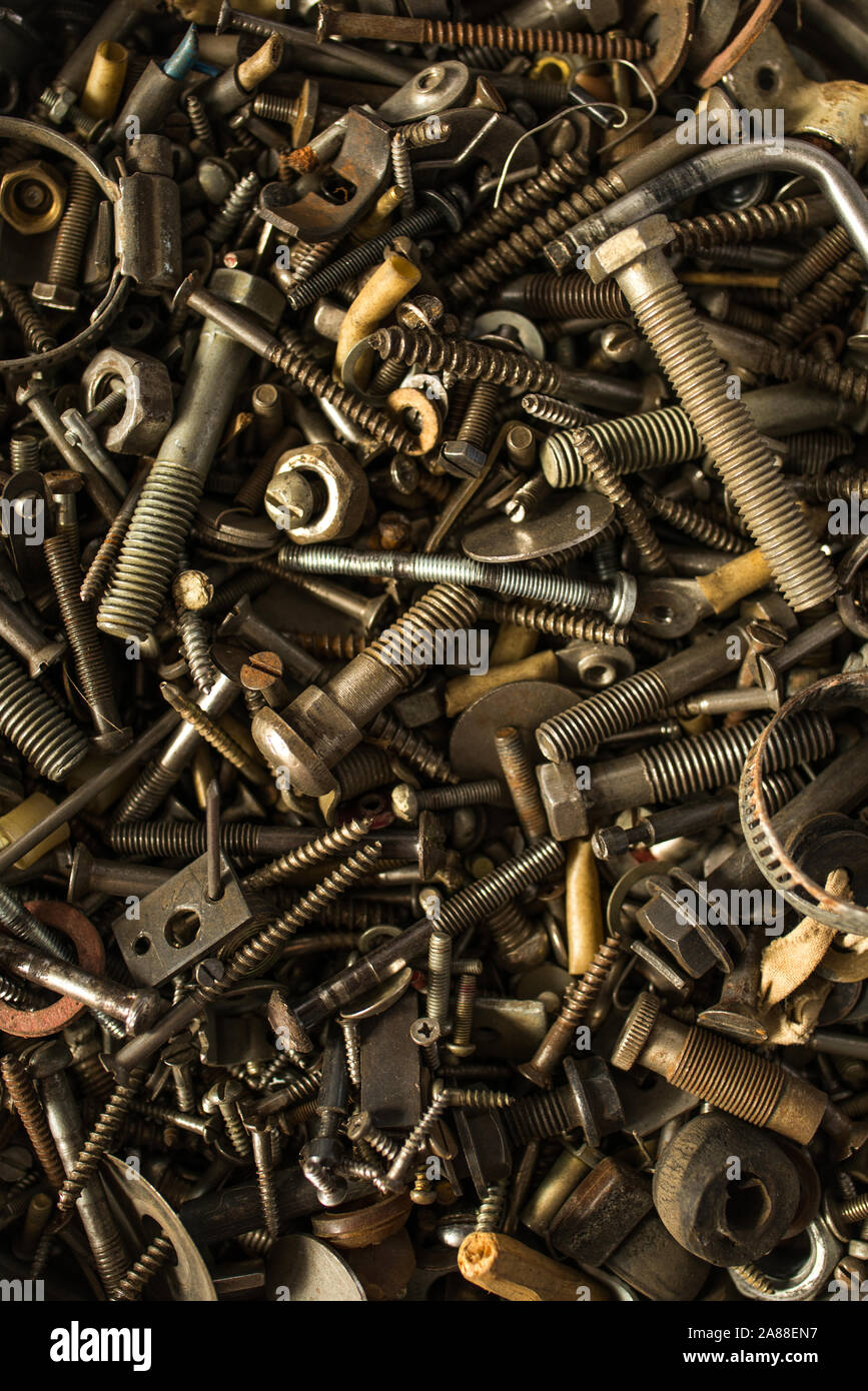 rusty bolts and nuts tools on background Stock Photo - Alamy