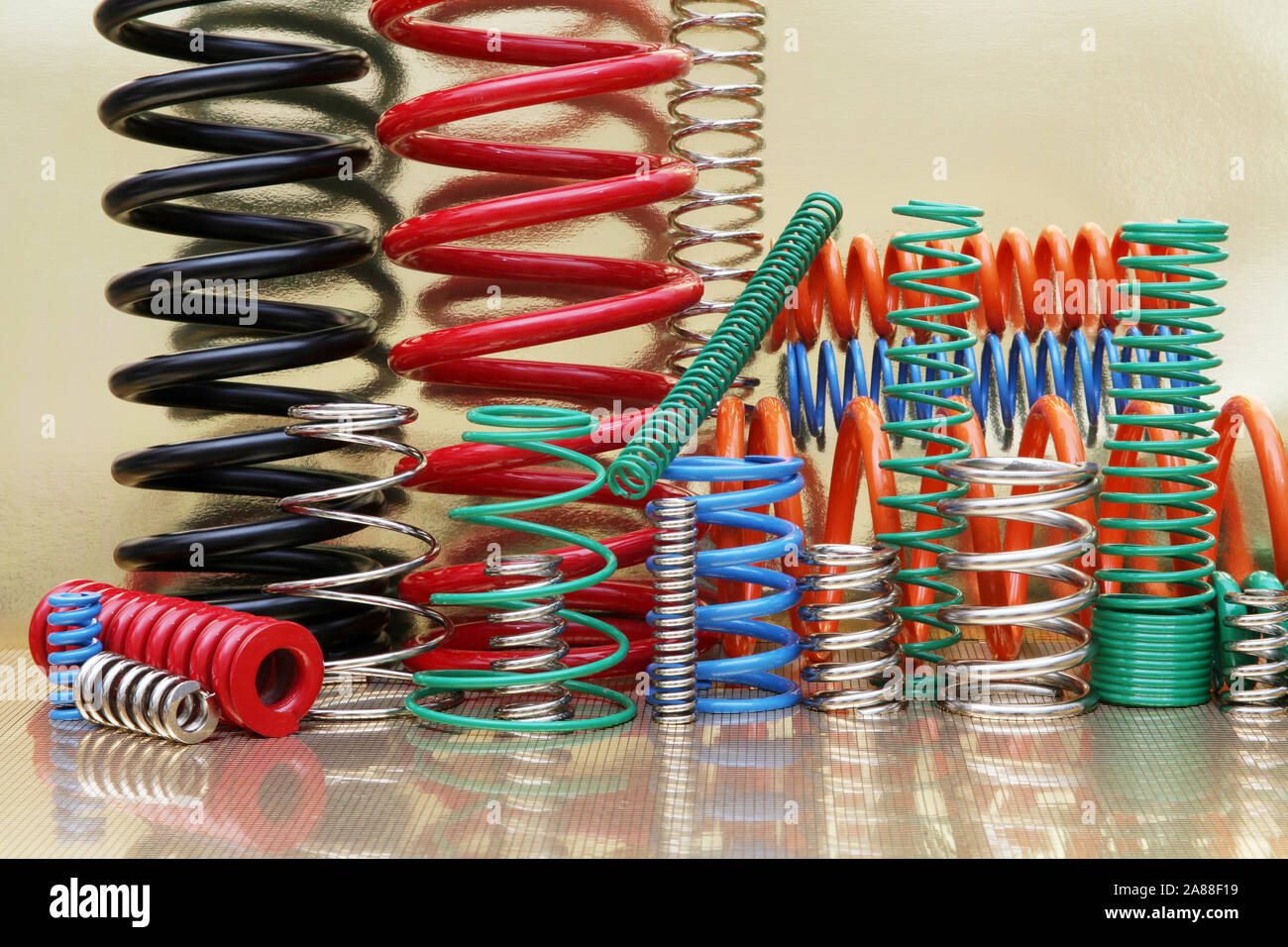 new metal springs texture background Stock Photo - Alamy