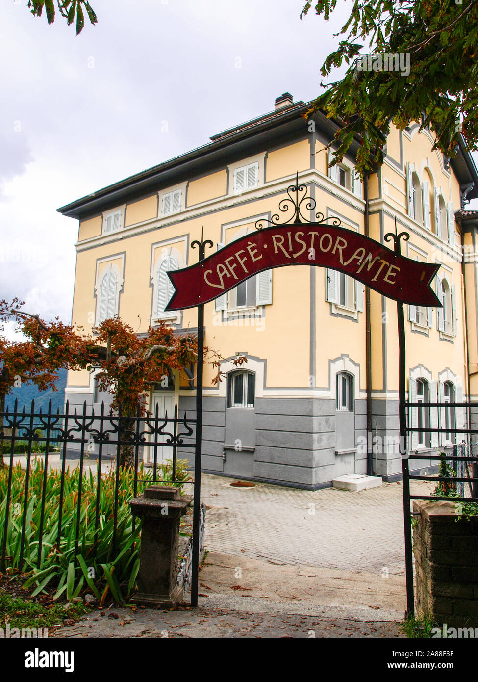 Lugano, Switzerland - September 17, 2017: Ancient restaurant on the ...