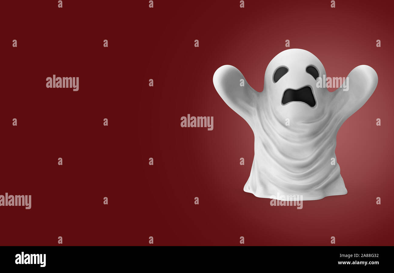 Funny and spooky 3d cartoon Hallowen ghost with copy space for your ...