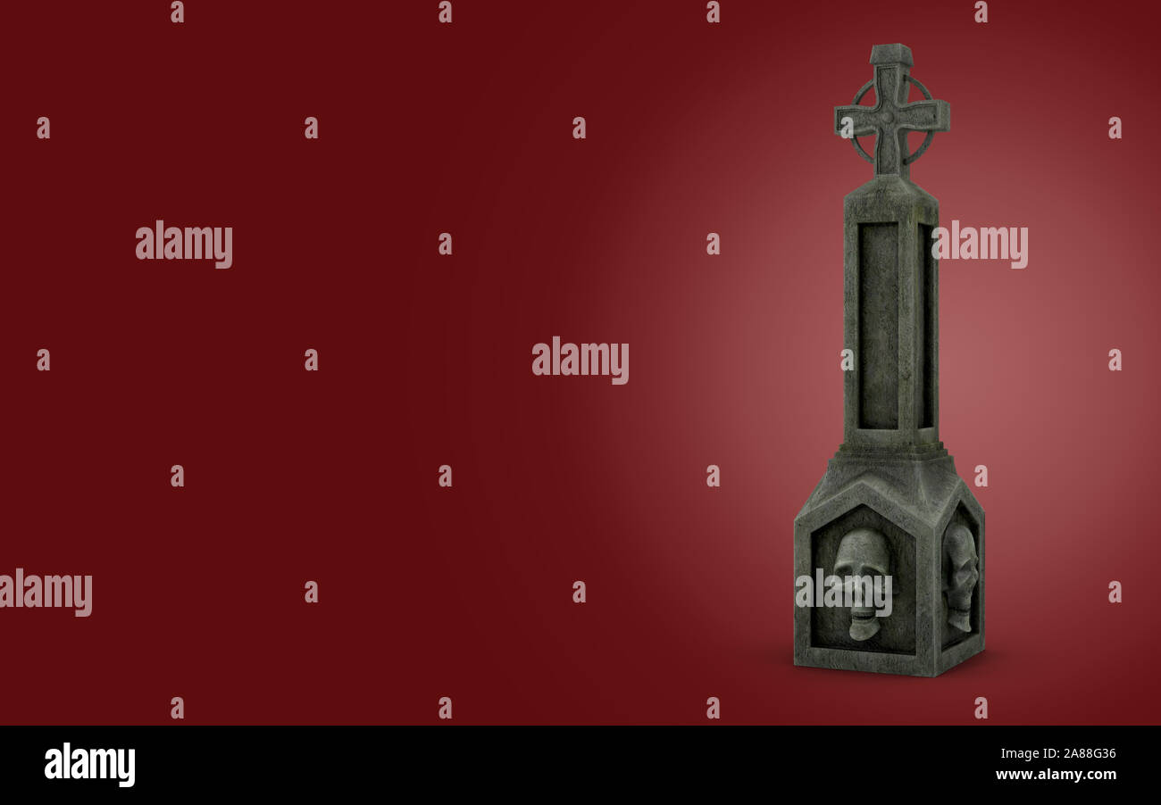 Spooky 3d cartoon gravestone with copy space for your Halloween ...