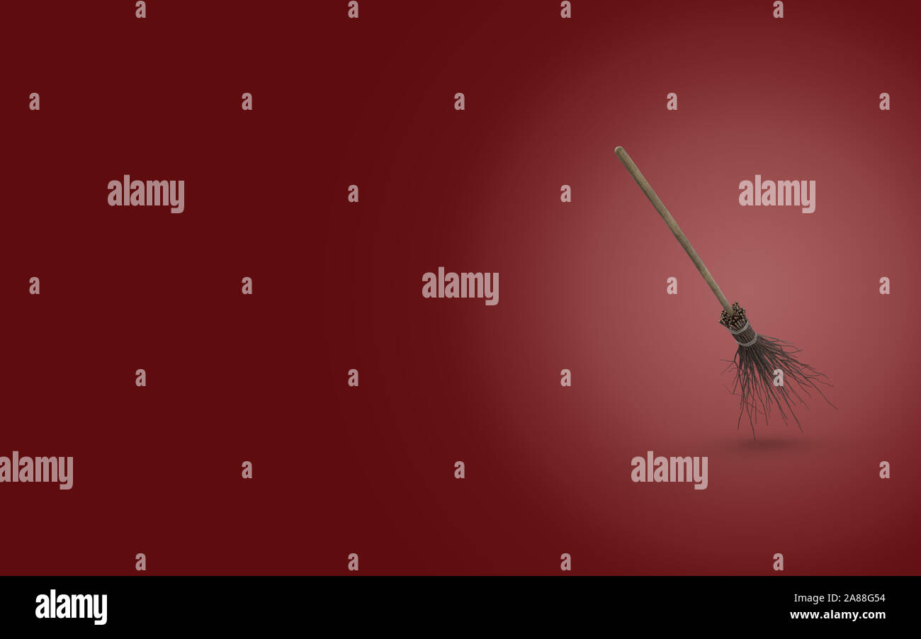 Spooky 3d cartoon witch broom with copy space for your Halloween ...