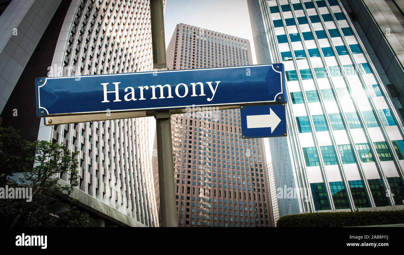 Street Sign the Direction Way to Harmony Stock Photo - Alamy