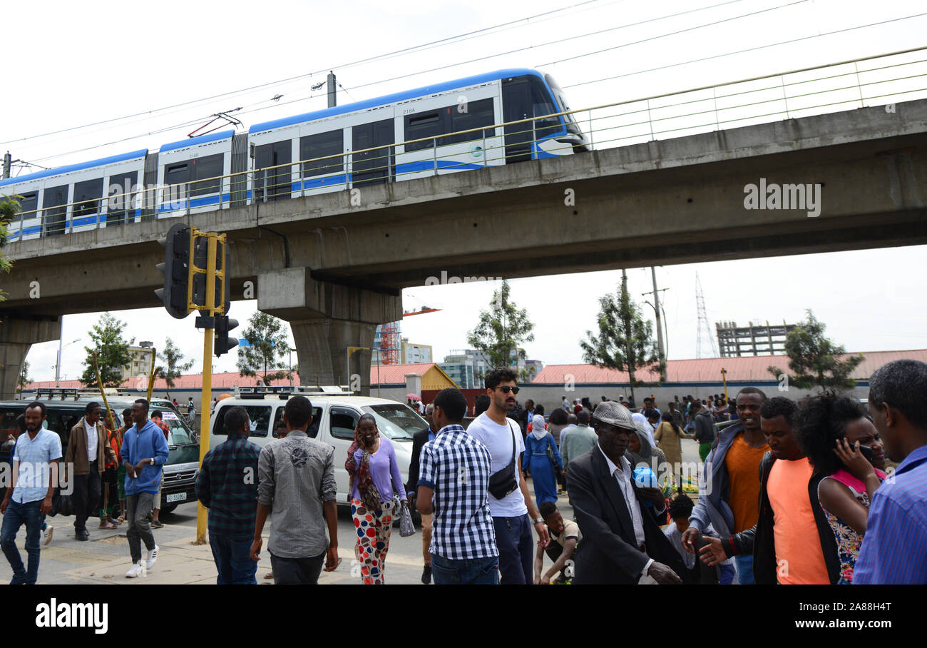 The light rail in Addis Ababa, Ethiopia Stock Photo - Alamy