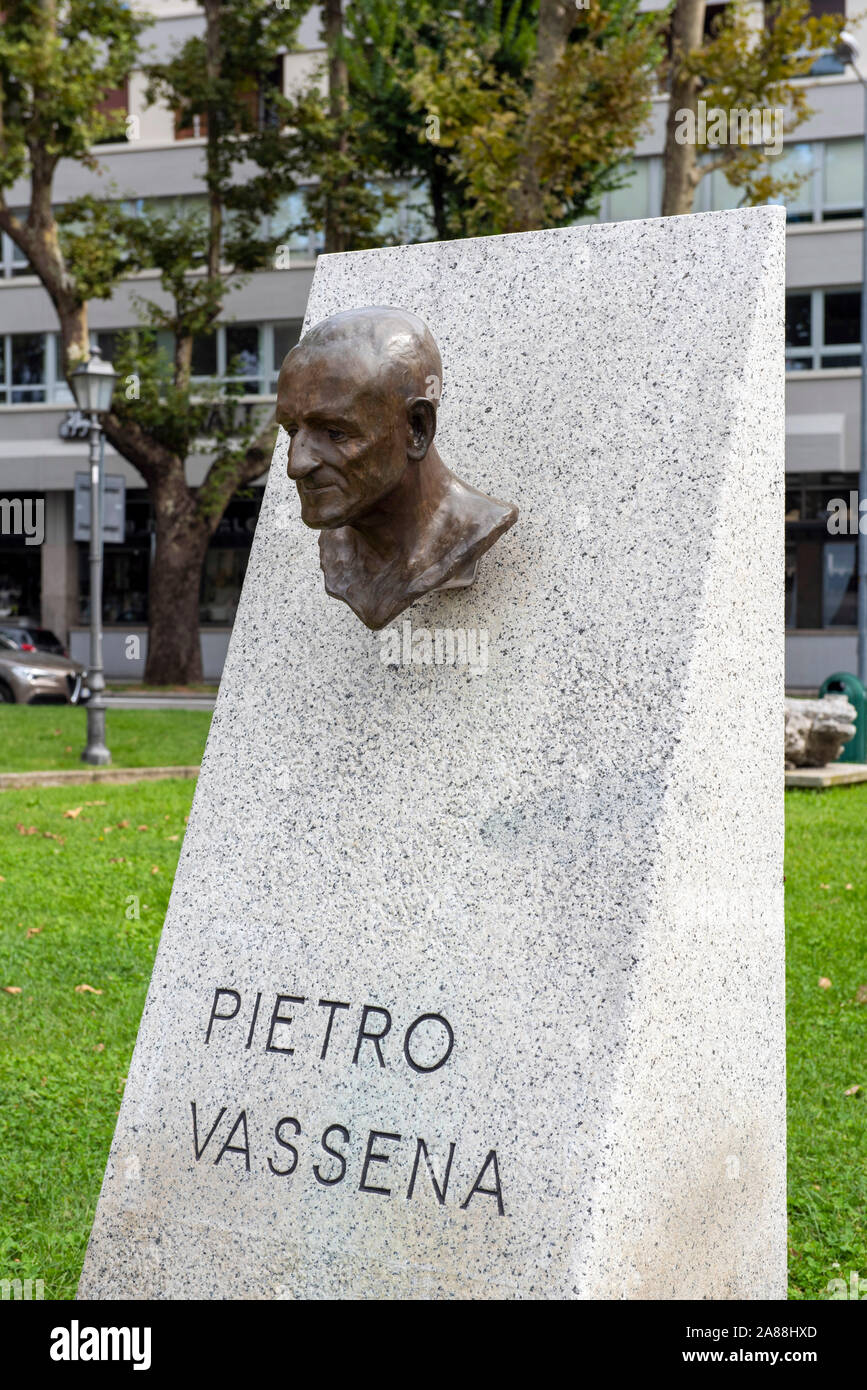 Pietro Vassena bust by the waterfront in Lecco in Lake Como, Lombardy ...