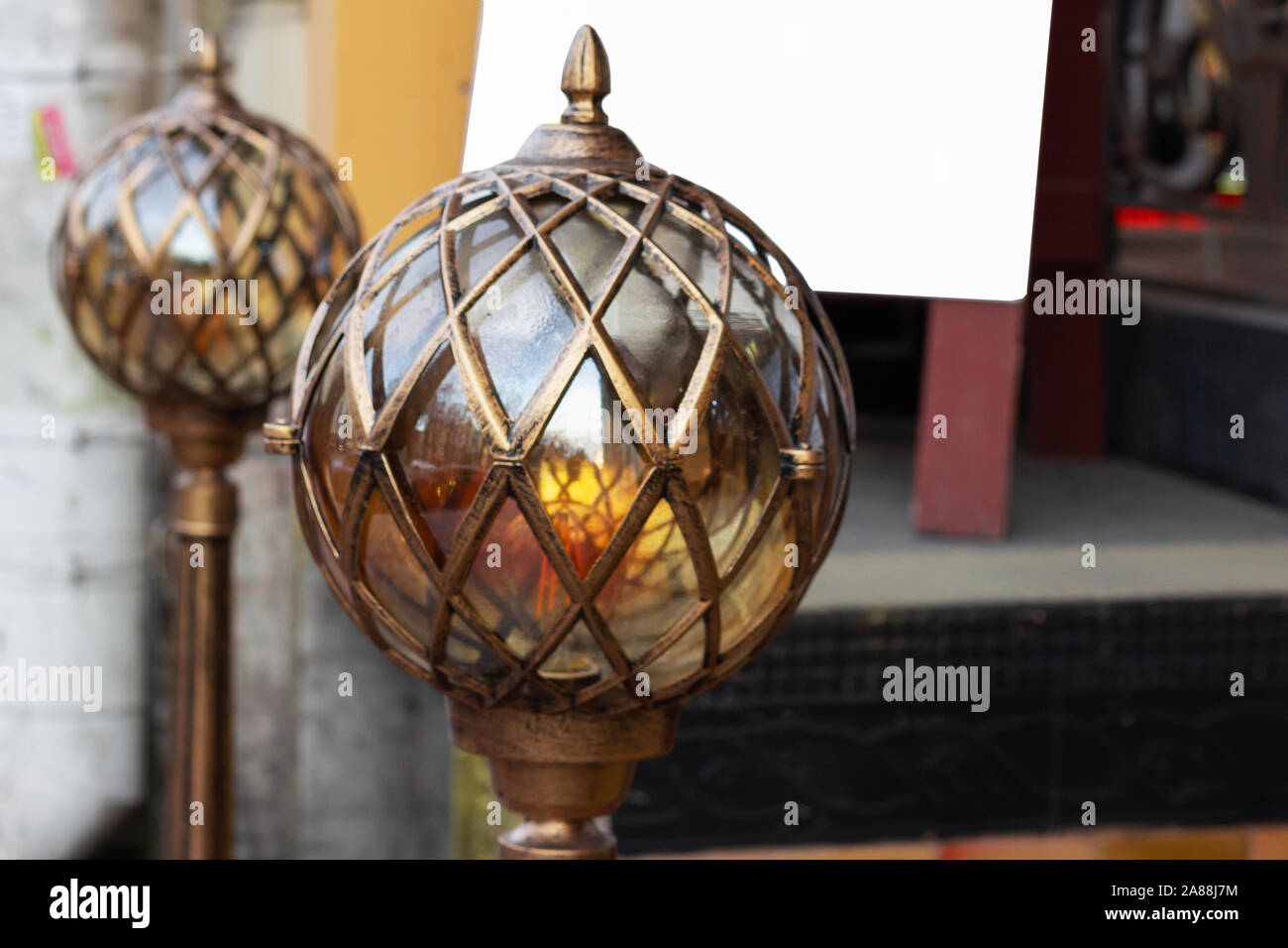 lighting metal spherical lantern. futuristic retro vintage lamp Stock ...