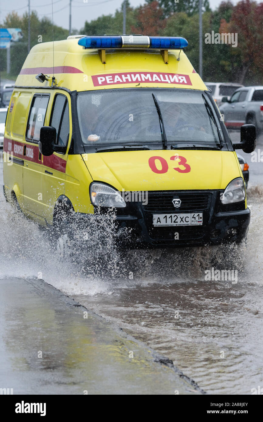 Yellow State Emergency Ambulance Reanimation Medical van vehicle ...