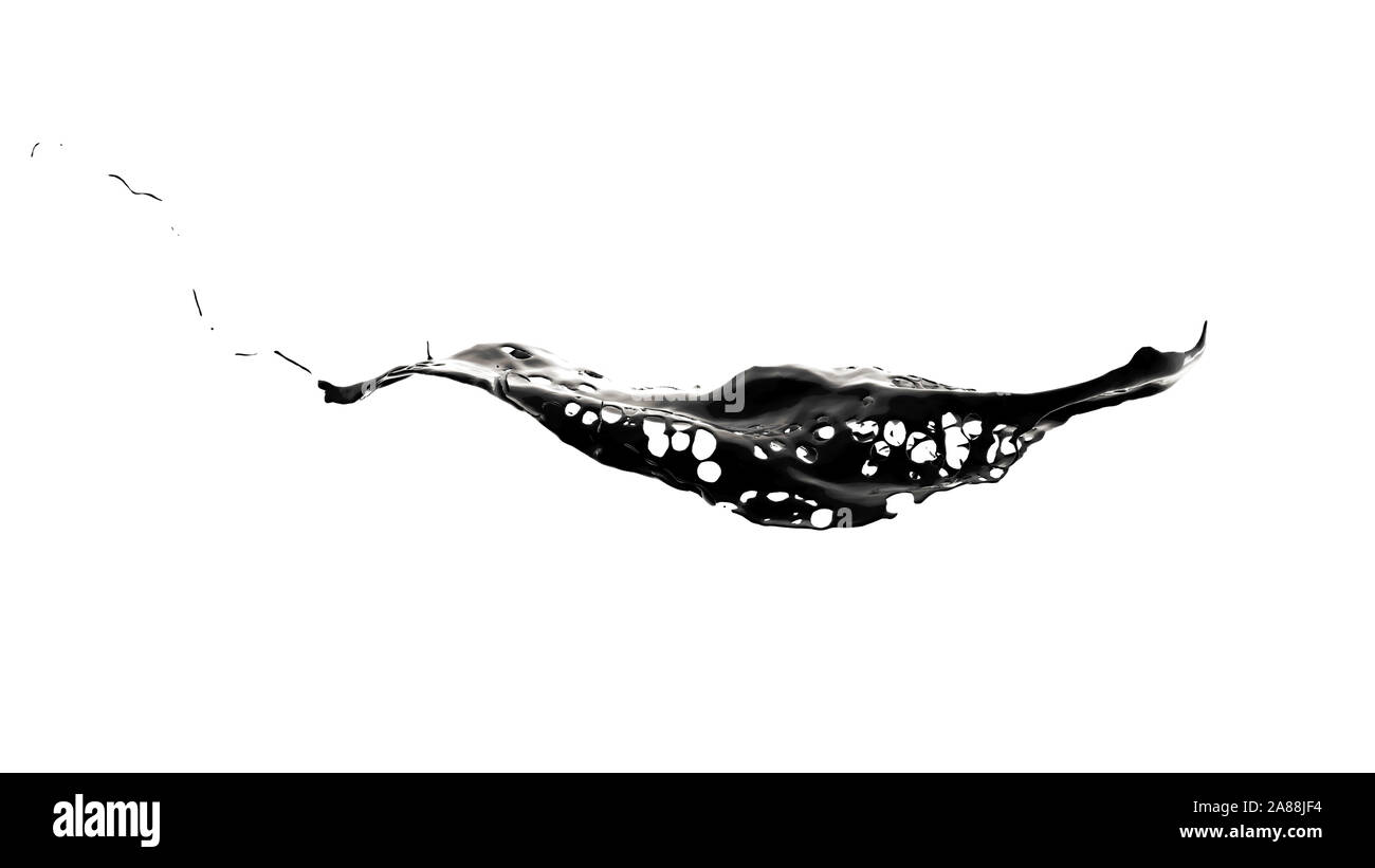 Splash of black liquid. 3d rendering, 3d illustration Stock Photo - Alamy