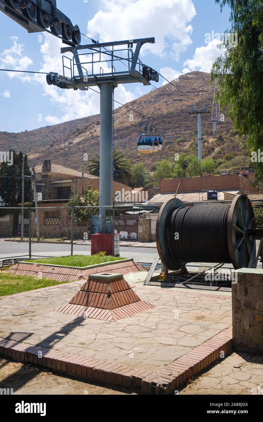 Popular cable car to Cerro de San Pedro in Cochabamba, Bolivia Stock ...