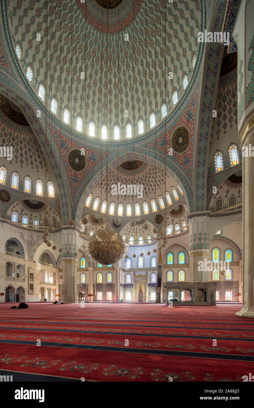 interior of prayer hall, The Kocatepe Mosque, Ankara, Turkey Stock ...
