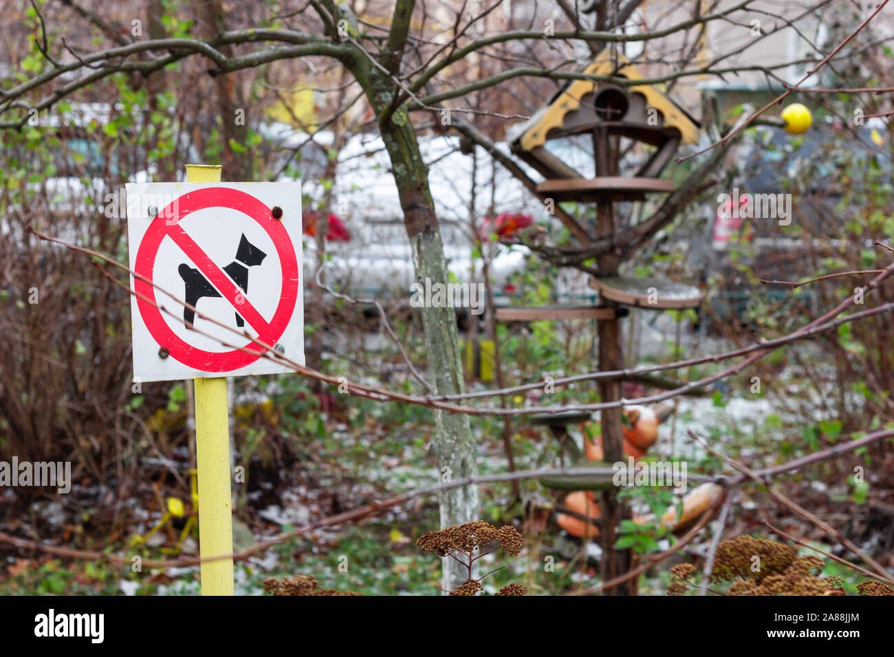 prohibition sign no dogs in the park. playground area security Stock ...
