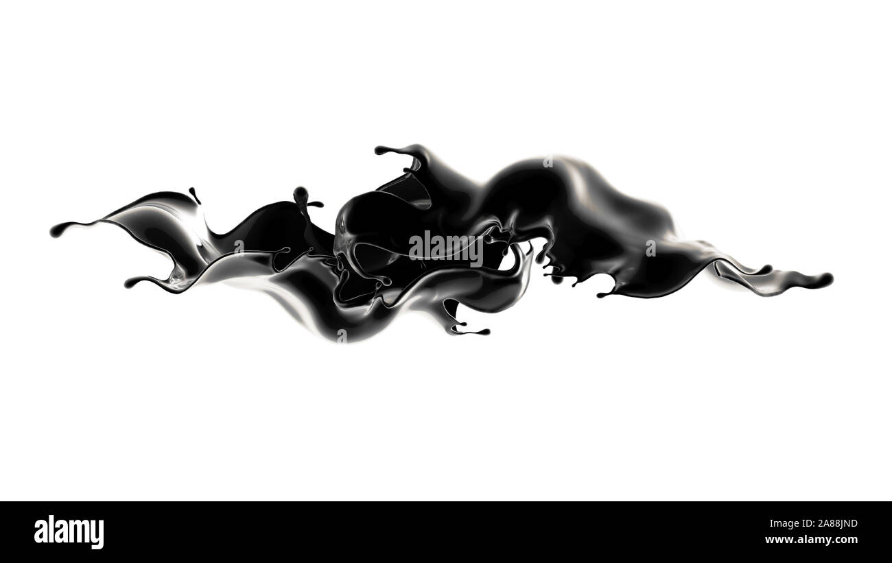 Splash of black liquid. 3d rendering, 3d illustration Stock Photo - Alamy