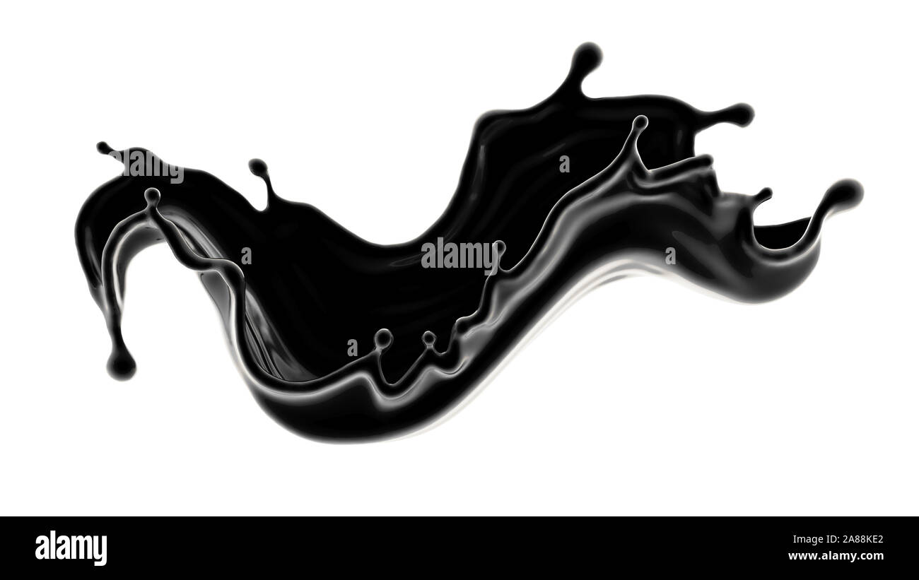 Splash of black liquid. 3d rendering, 3d illustration Stock Photo - Alamy