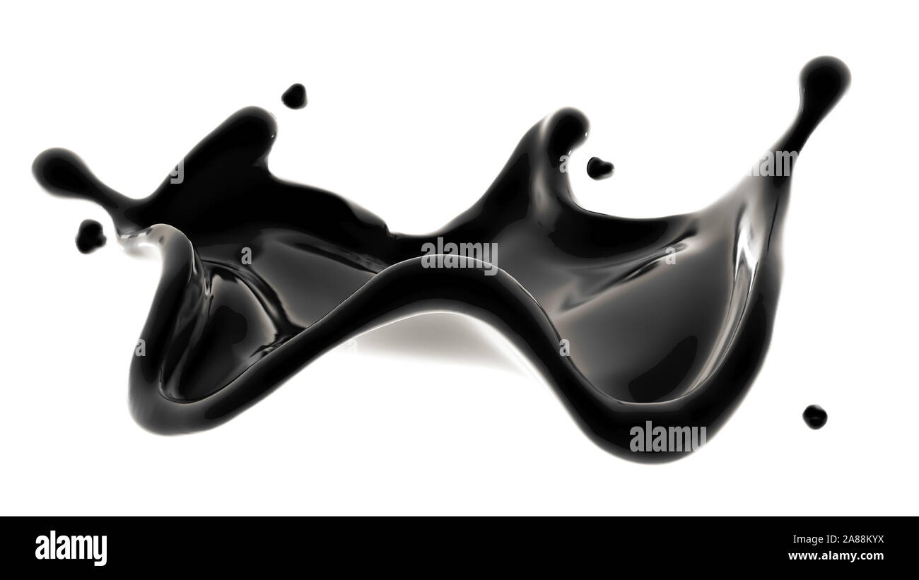 Splash of black liquid. 3d rendering, 3d illustration Stock Photo - Alamy