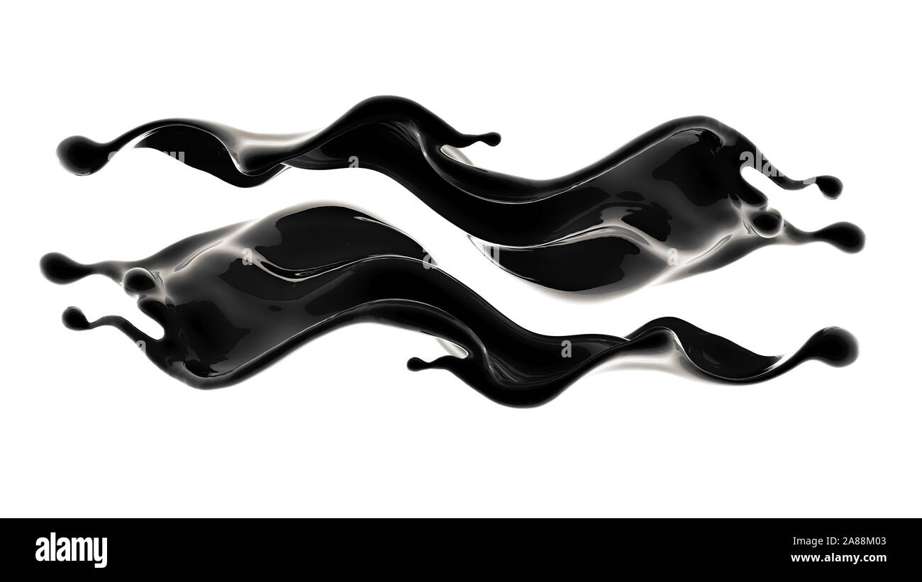 Splash of black liquid. 3d rendering, 3d illustration Stock Photo - Alamy