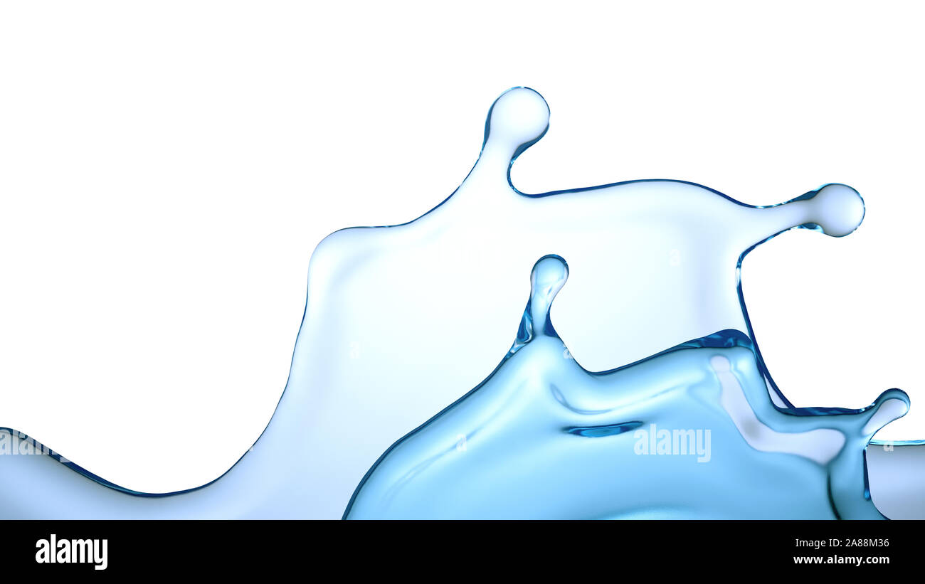 Isolated water splash on a white background. 3d rendering, 3d ...