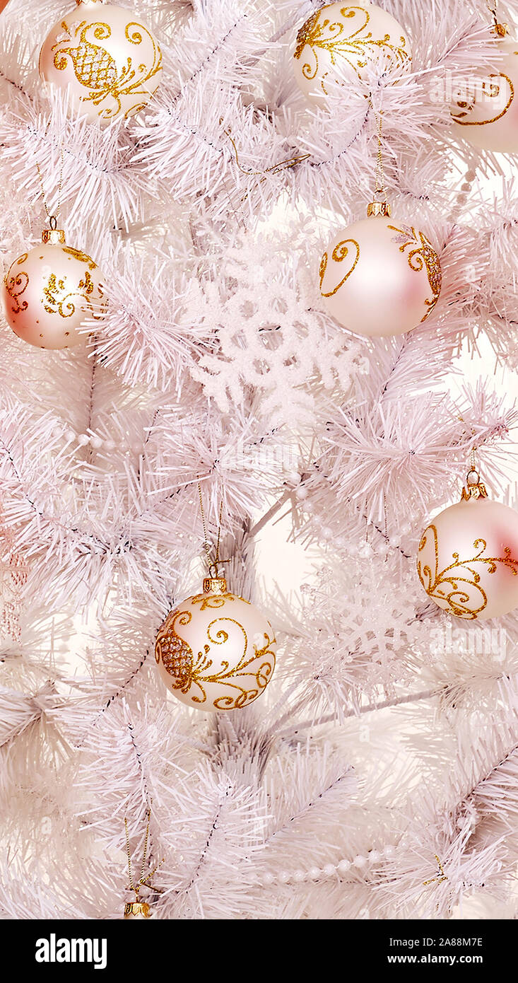 Christmas background white Xmas tree vertical long frame Stock Photo ...