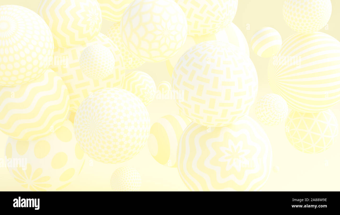 Yellow background with balls. 3d rendering, 3d illustration Stock Photo ...