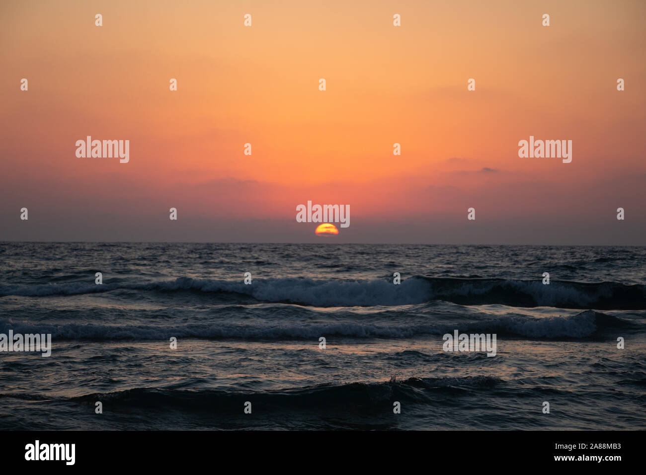 The Beautiful Sunset On The Sea Of Haifa in Israel Stock Photo - Alamy