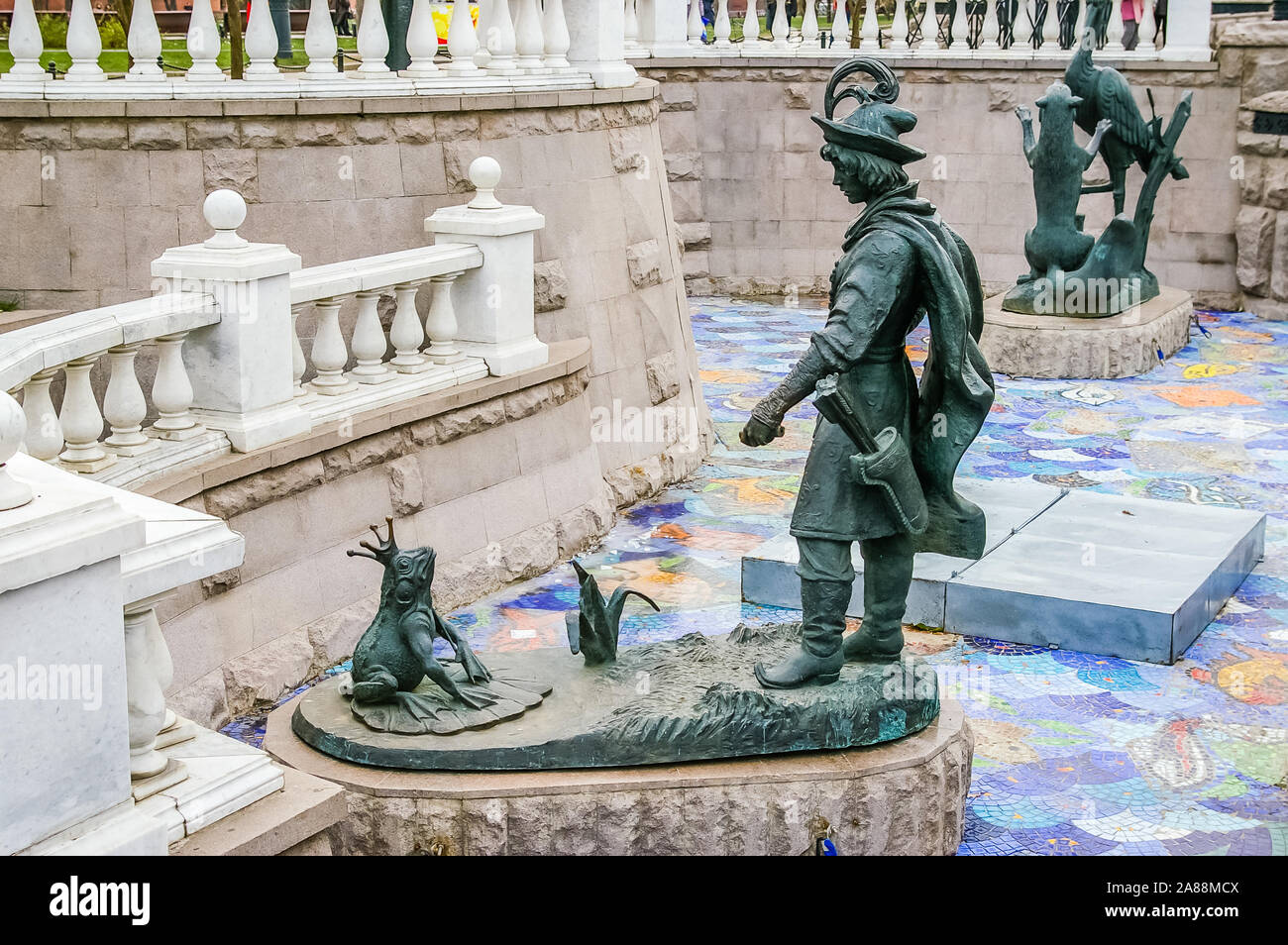 Ivan Tsarevitch and Princess Frog sculpture in Moscow, Russia Stock ...