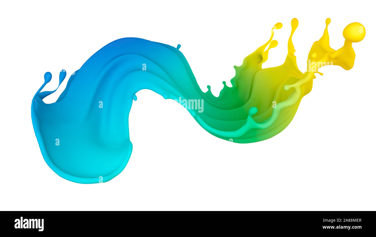 Beautiful multi-color splash of liquid . 3D illustration, 3D ...