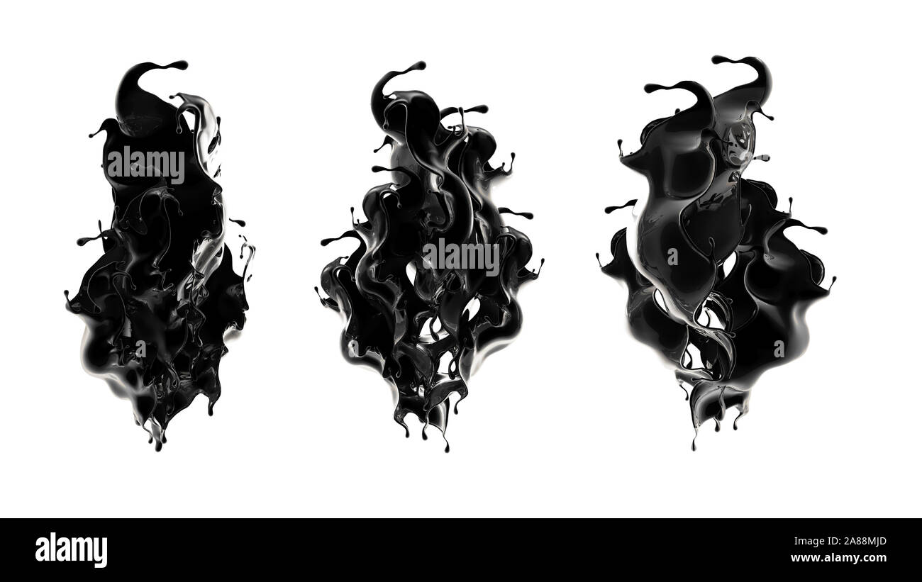 Splash of black liquid. 3d rendering, 3d illustration Stock Photo - Alamy