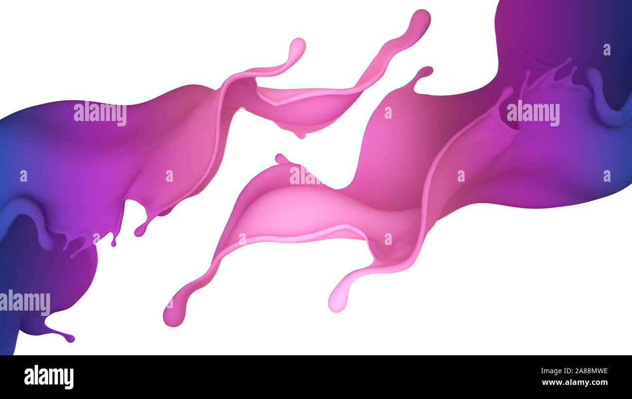 Beautiful multi-color splash of liquid . 3D illustration, 3D ...