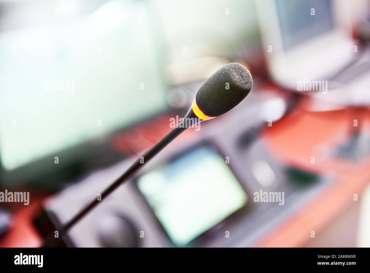 Microphone of digital conference system for business meeting Stock ...