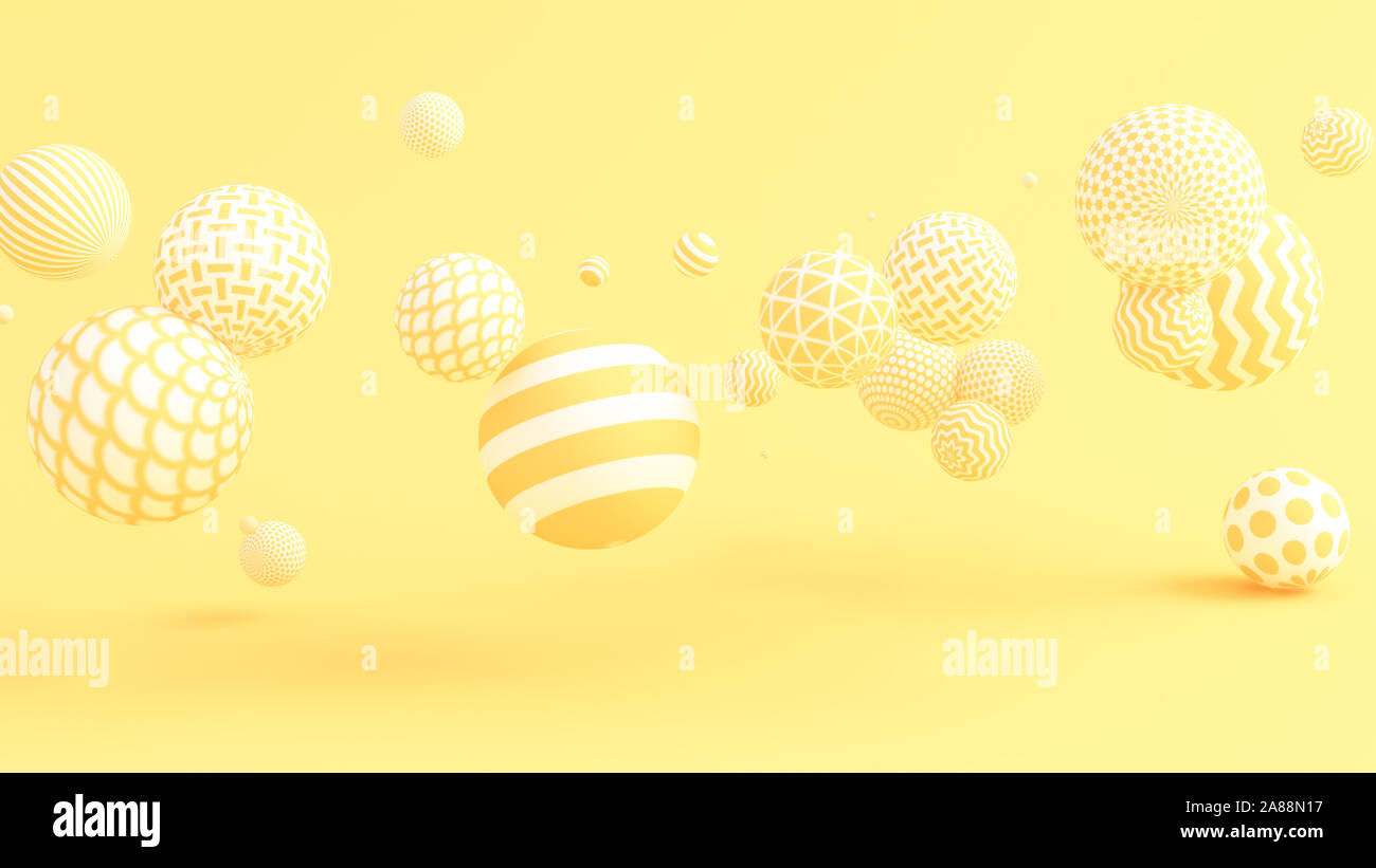 Yellow background with balls. 3d rendering, 3d illustration Stock Photo ...