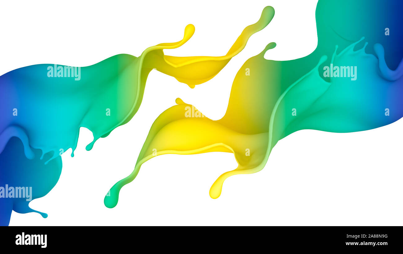 Beautiful multi-color splash of liquid . 3D illustration, 3D ...