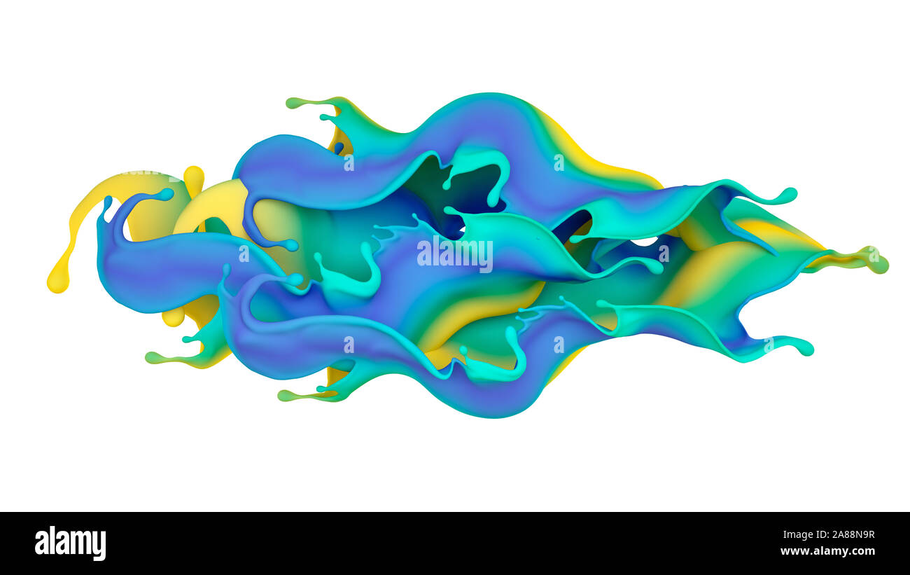 Beautiful multi-color splash of liquid . 3D illustration, 3D ...