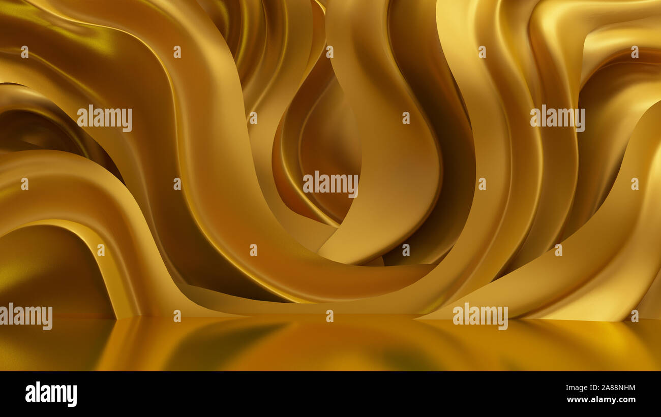 Luxury background with gold drapery fabric. 3d rendering, 3d ...