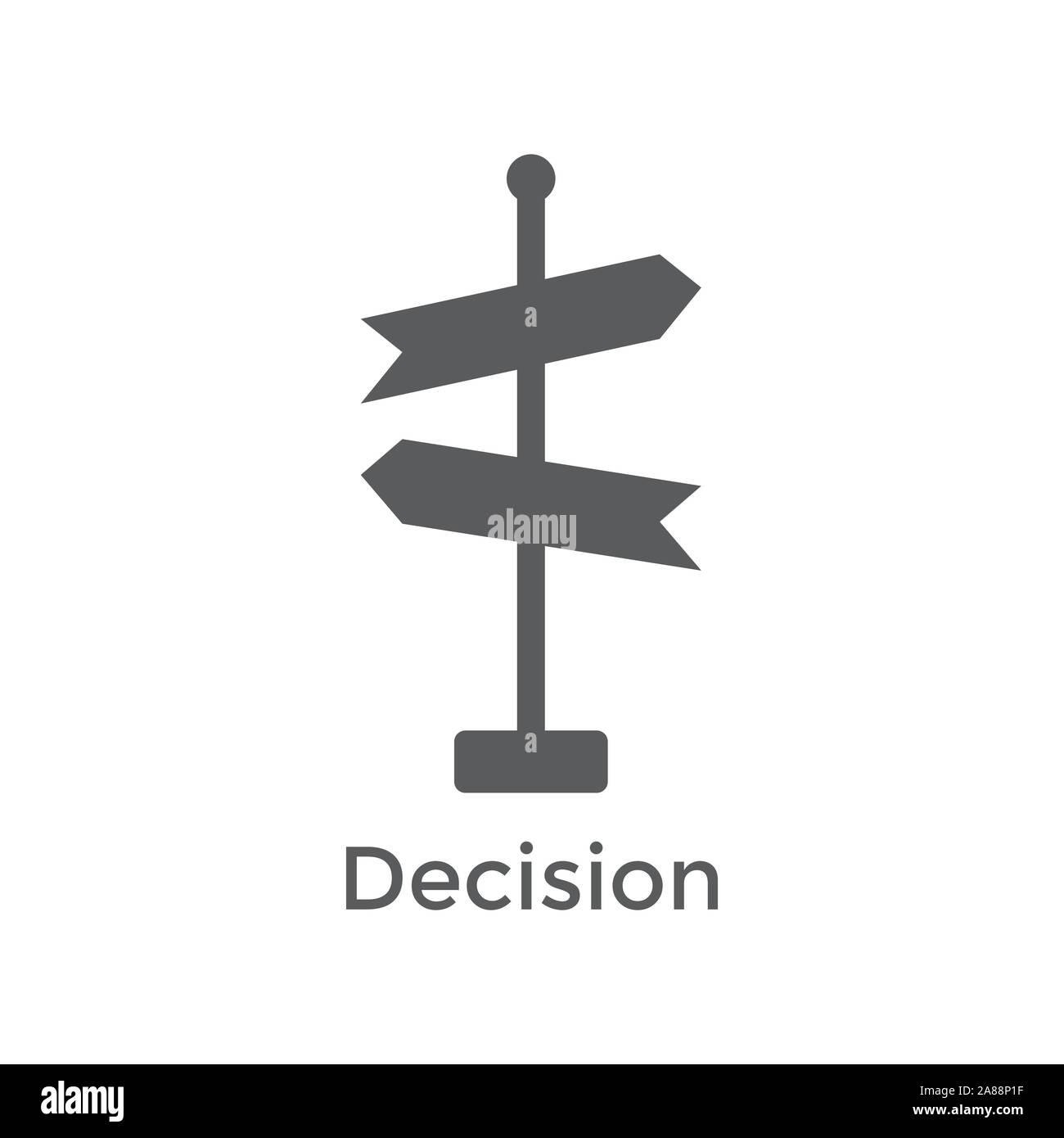 Arrow, directional way sign, with making a decision or choice icon ...
