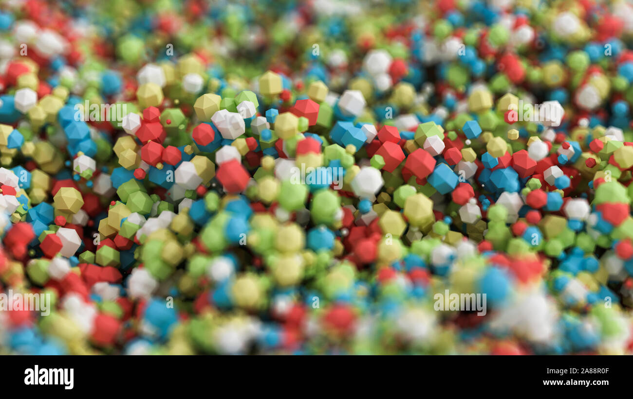 Geometric particle multicolor background. 3d rendering, 3d illustration ...
