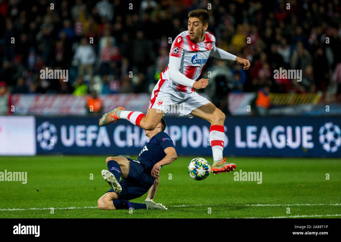 Belgrade, Serbia. 6th Nov, 2019. Milan Pavkov of Red Star Belgrade is ...