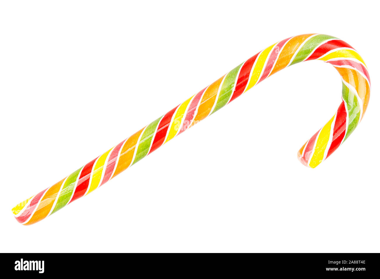 Tasty colorful striped candy cane isolated on white background Stock ...