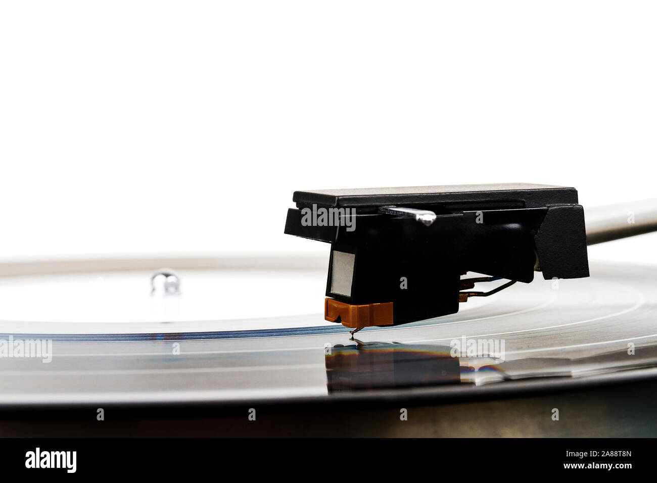 Close up of turntable needle on a vinyl record. Turntable playing vinyl ...