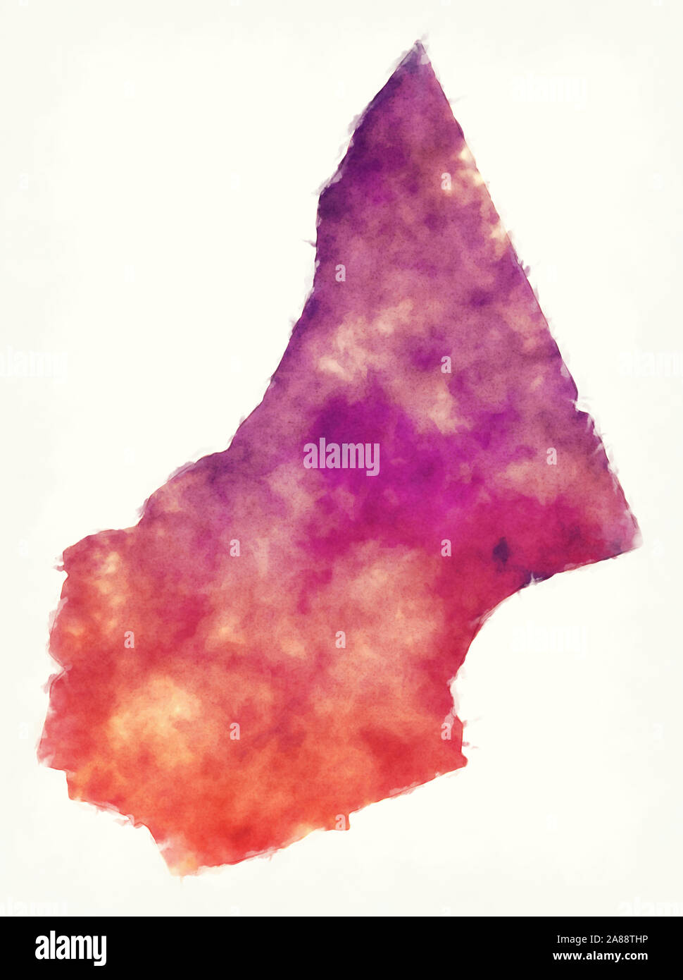 Al Mahrah governorate watercolor map of Yemen Stock Photo - Alamy