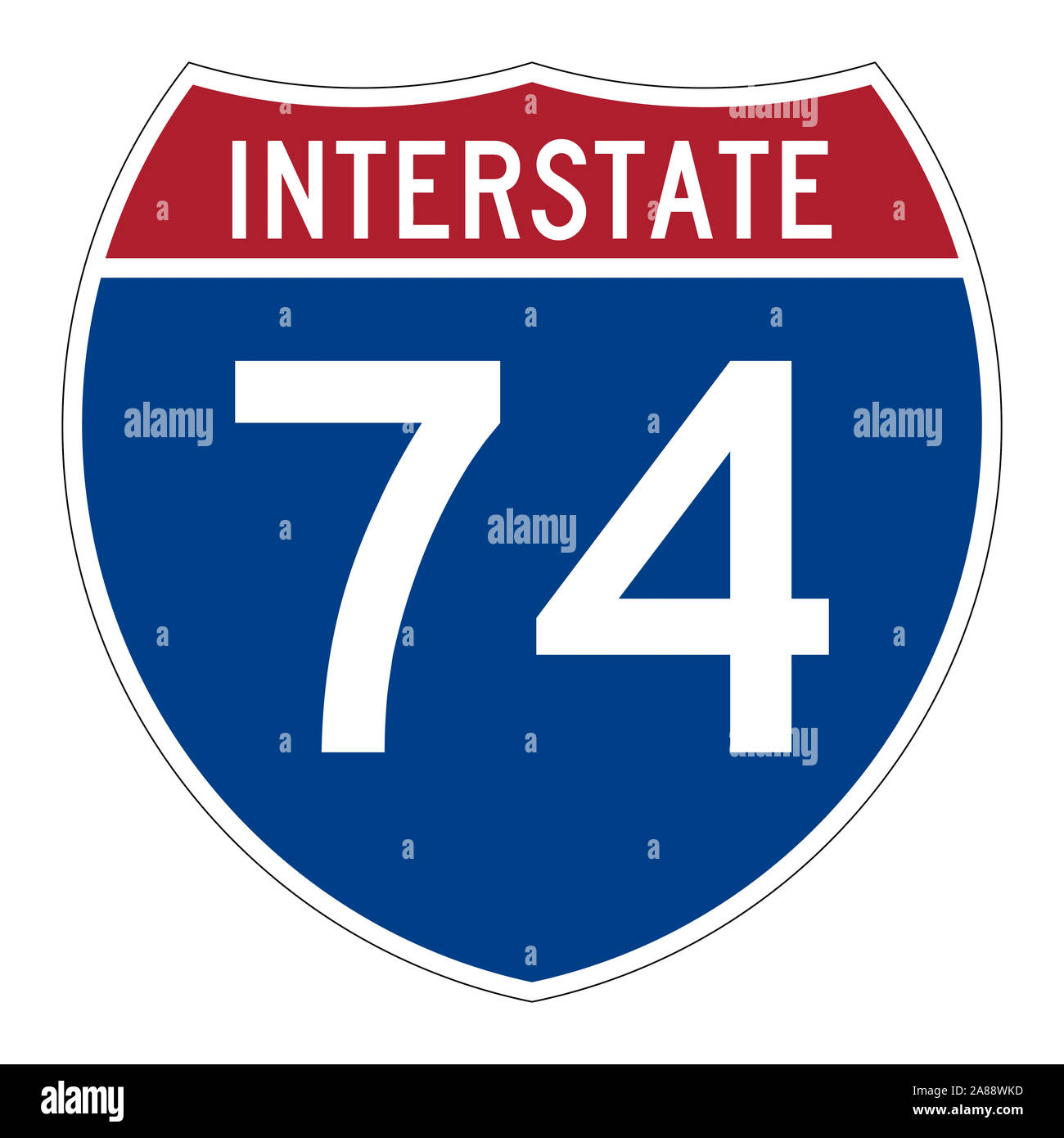 Interstate highway 74 road sign Stock Photo - Alamy