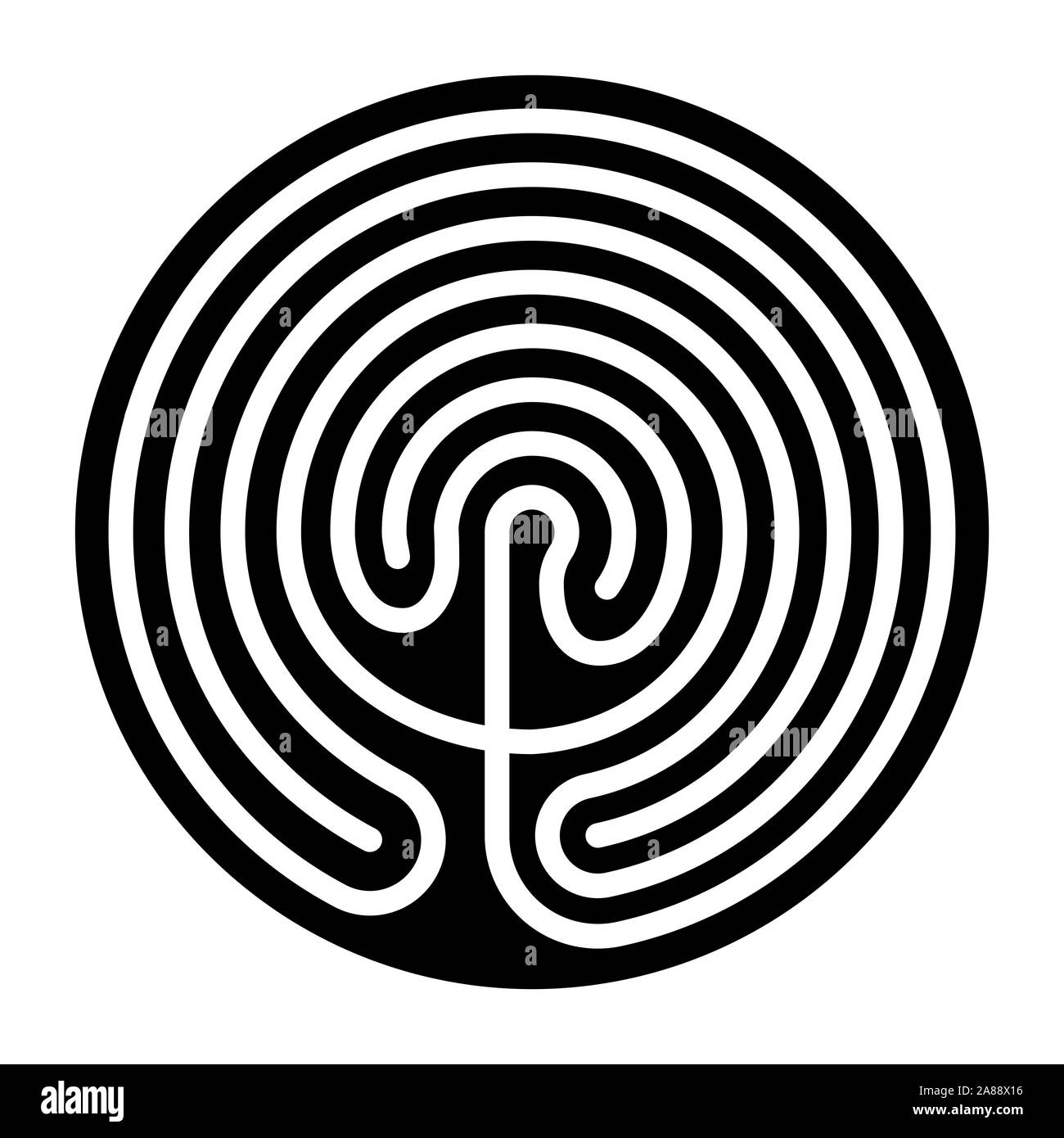 Cretan labyrinth symbol with a black background Stock Photo - Alamy