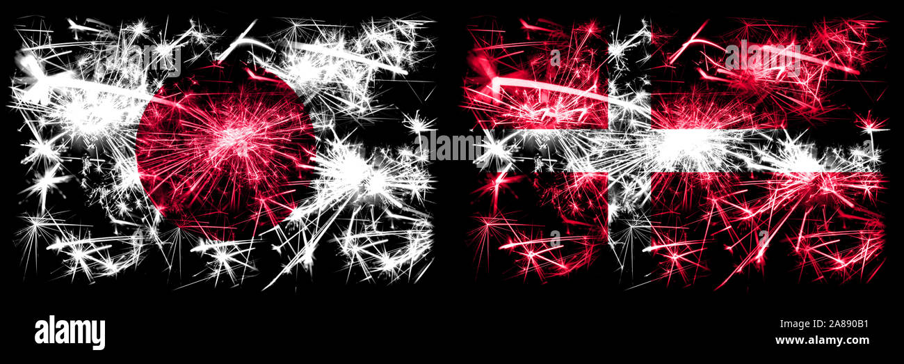 Japan, Japanese vs Denmark, Danish New Year celebration sparkling ...
