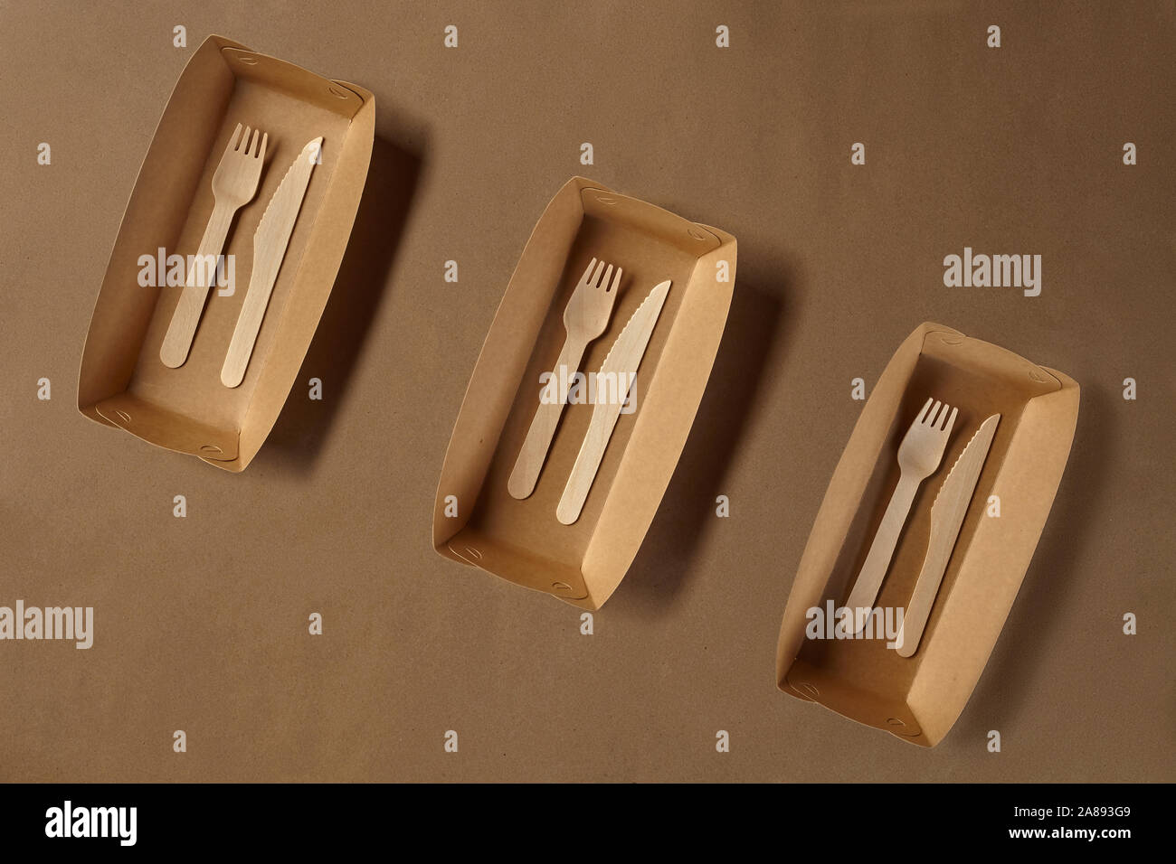 Eco friendly disposable ware. Biodegradable brown colored craft dishes ...