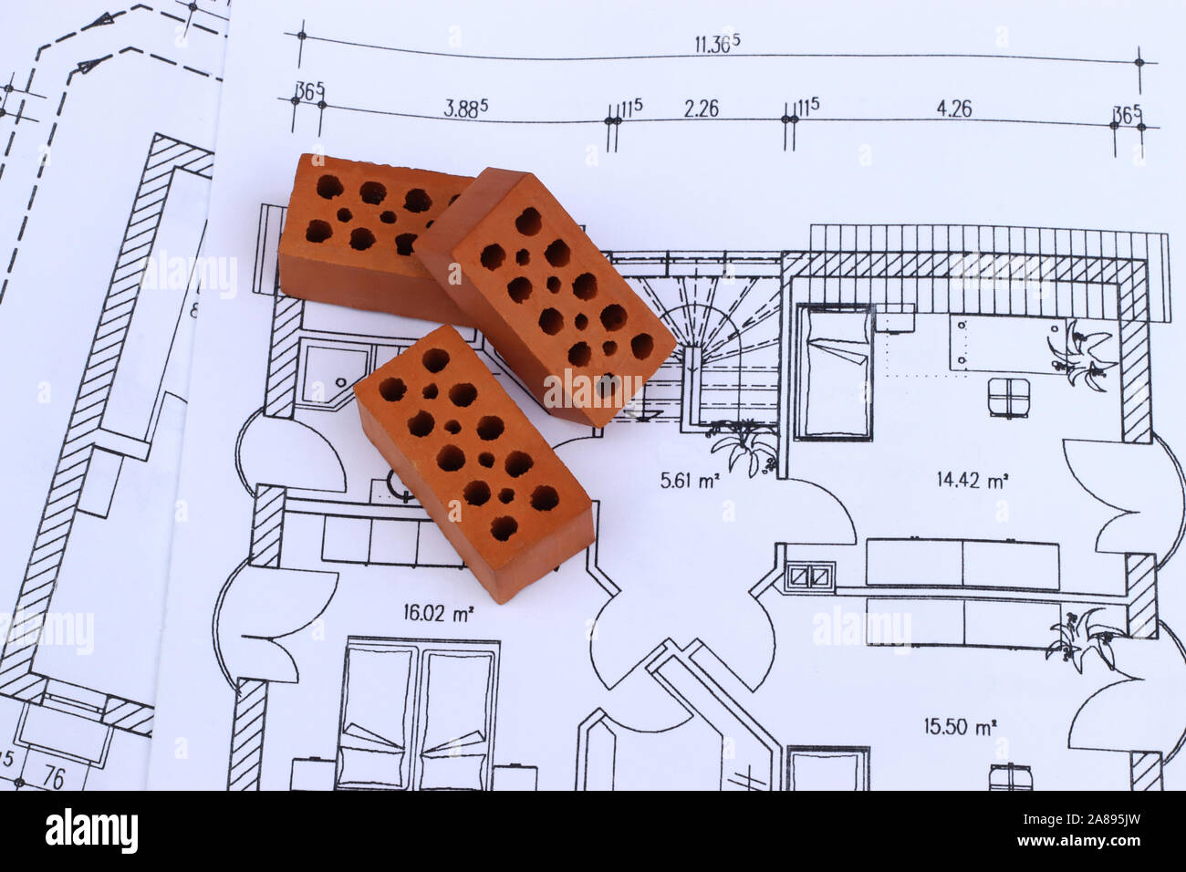 part of a construction plan or blueprint for a residential building ...