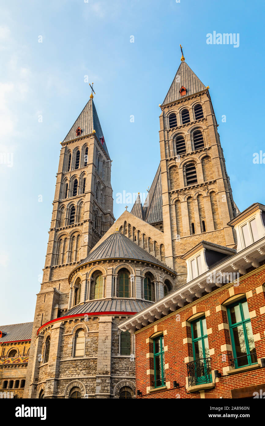 Notre-Dame de Tournai towers, Cathedral of Our Lady, Tournai, Walloon ...